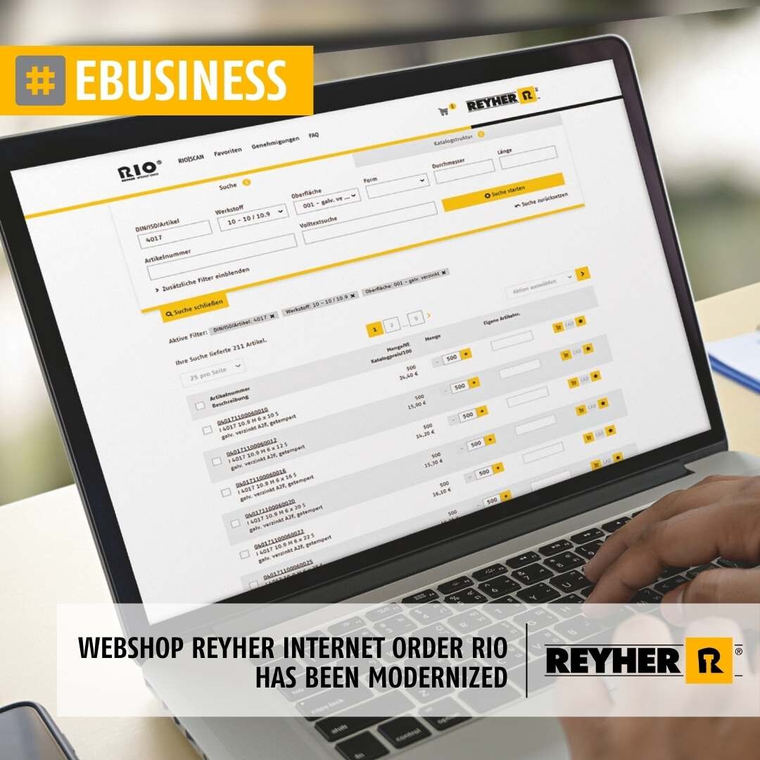 Webshop REYHER Internet Order RIO has been modernized - REYHER ...